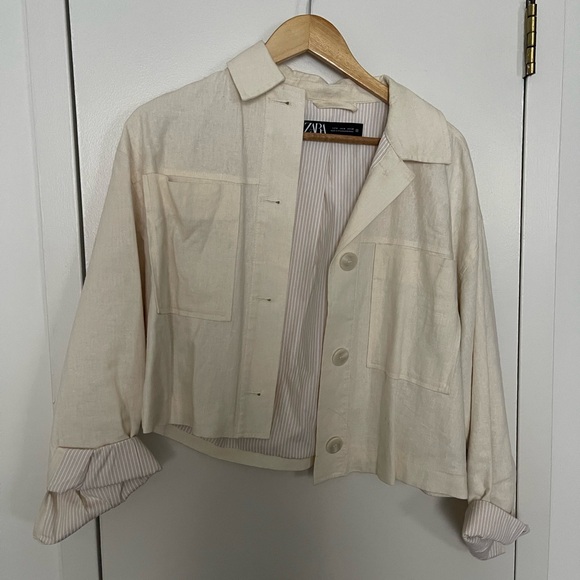Zara | Jackets & Coats | Zara Linen Jacket M | Poshmark